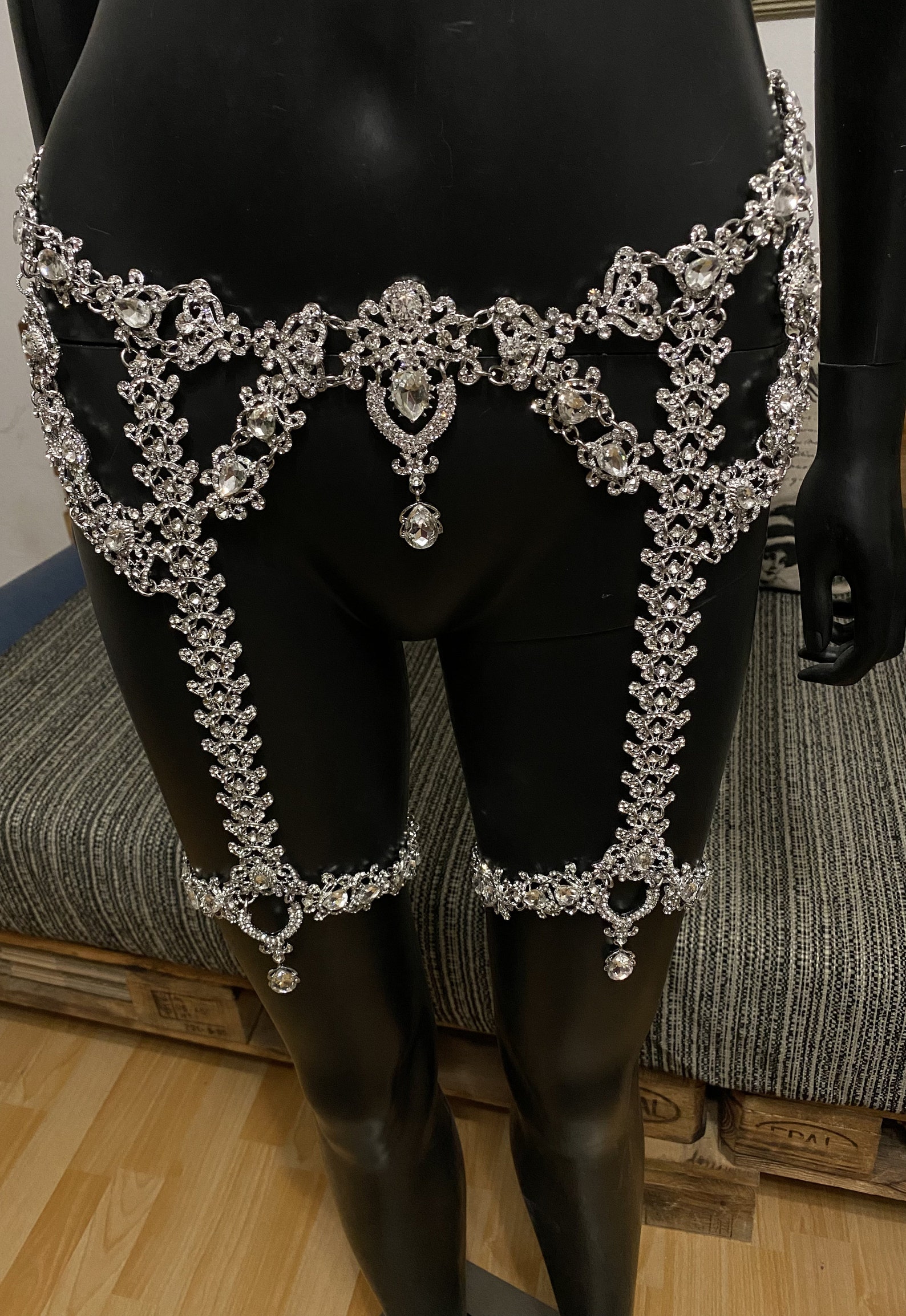 Body Harnesssilver Rhinestone Crystal Beltrhinestone Waist - Etsy
