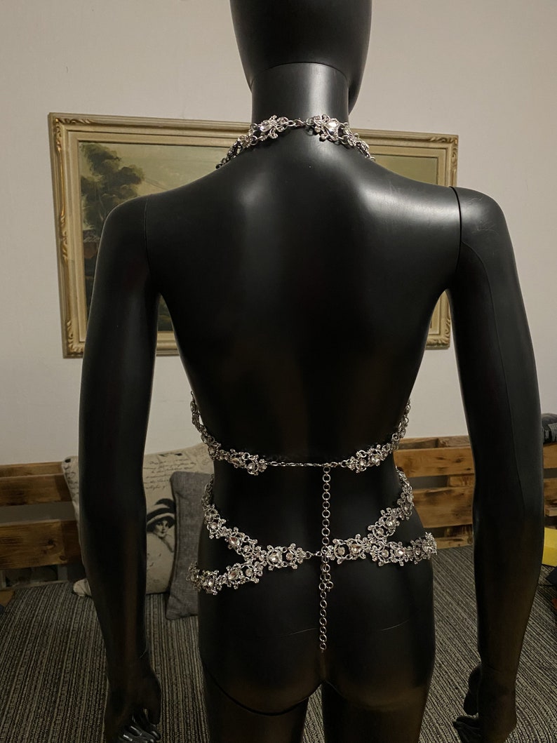 Crystal Body Jewelrybody Harness silver Body Chainstatement - Etsy