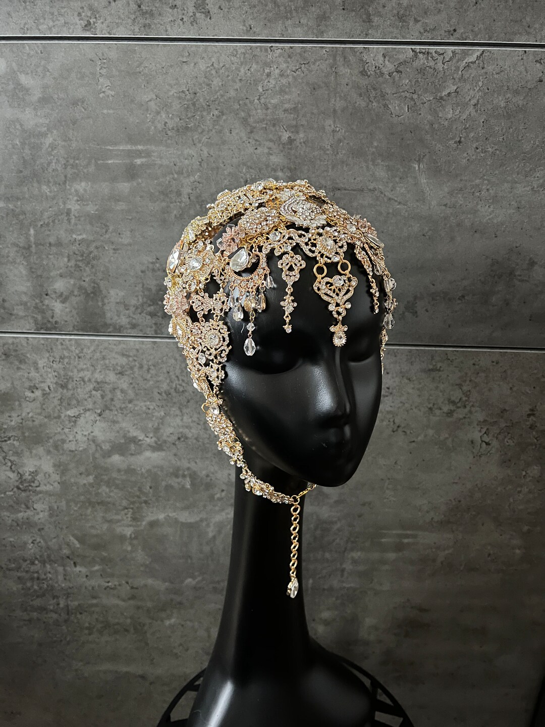 Rhinestone Gold Headpiece~statement Headpiece~gold Headpiece~gold ...