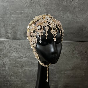 Rhinestone Gold Bridal Headpiece, Statement Wedding Hair Accessory - Etsy
