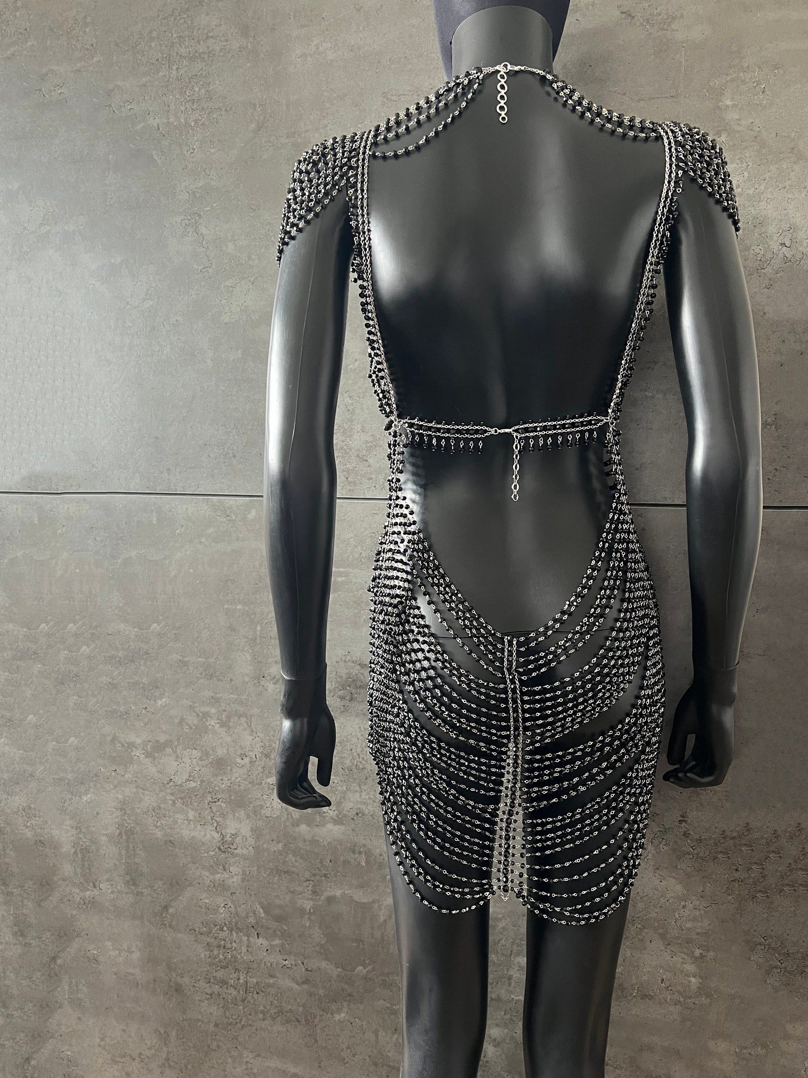 Crystal Black Dress~ Body Harness~ Body Chain Dress ~festival Clothing ...