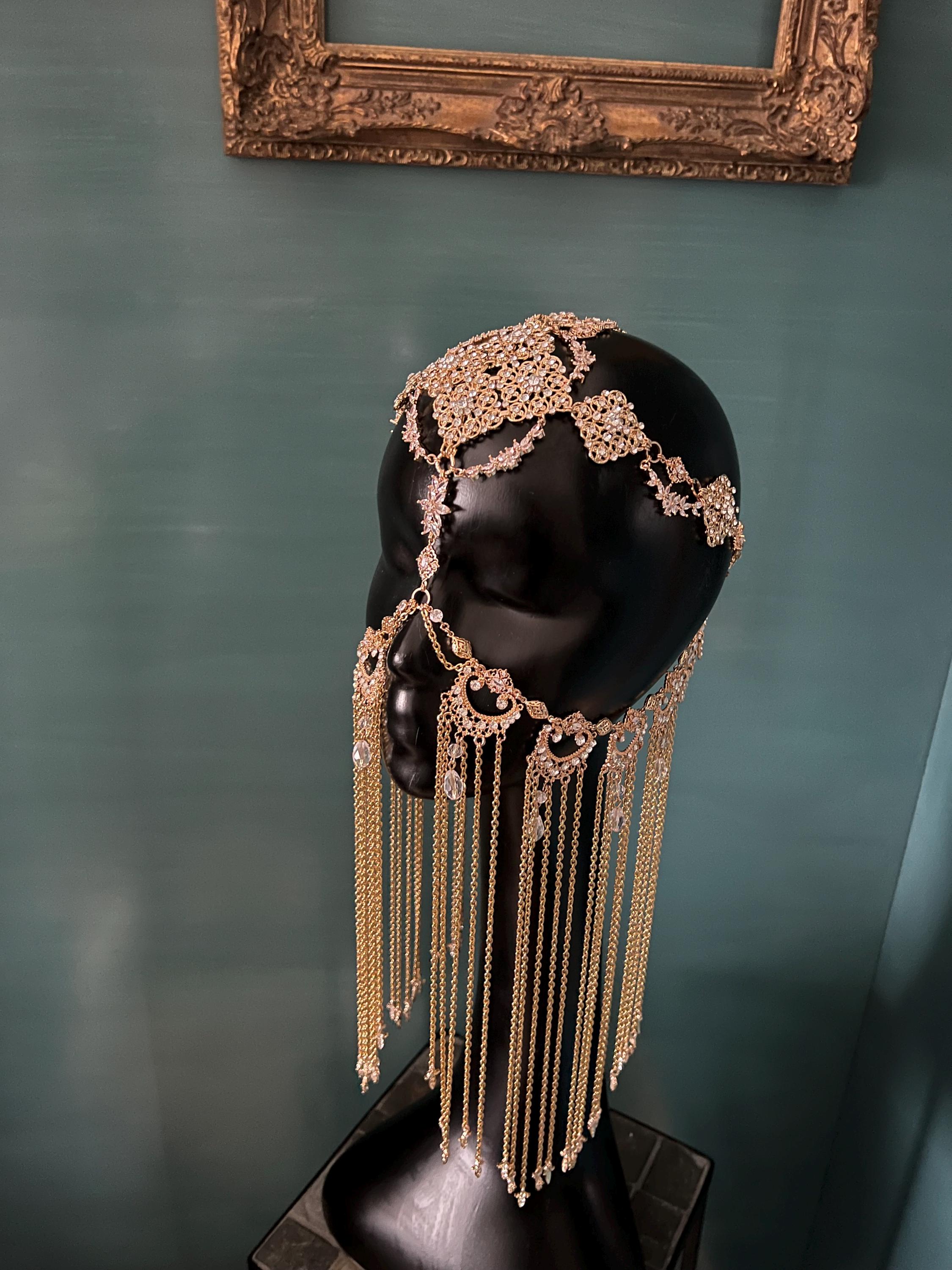 Rhinestone Gold Chain Mask Veil - Belly Dance Jewelry - Etsy Canada