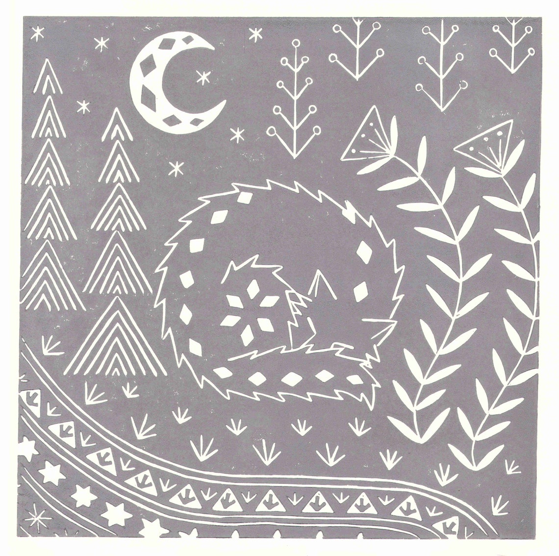 Connor Wolf in Grey, Limited Edition Scandinavian Folk Art, Woodland ...