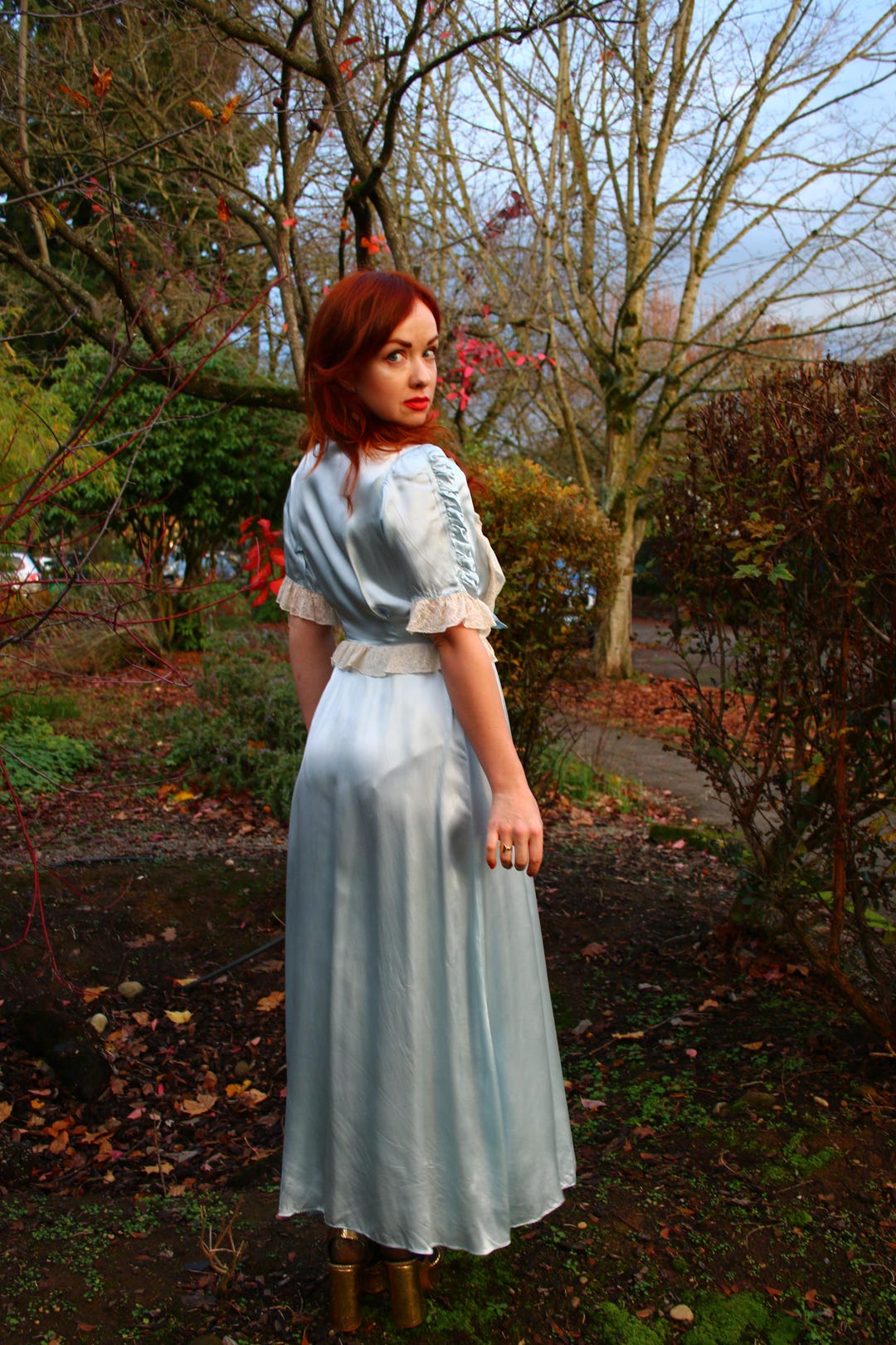 Beautiful Light Blue Rayon and Lace Peignoir Dress - Etsy