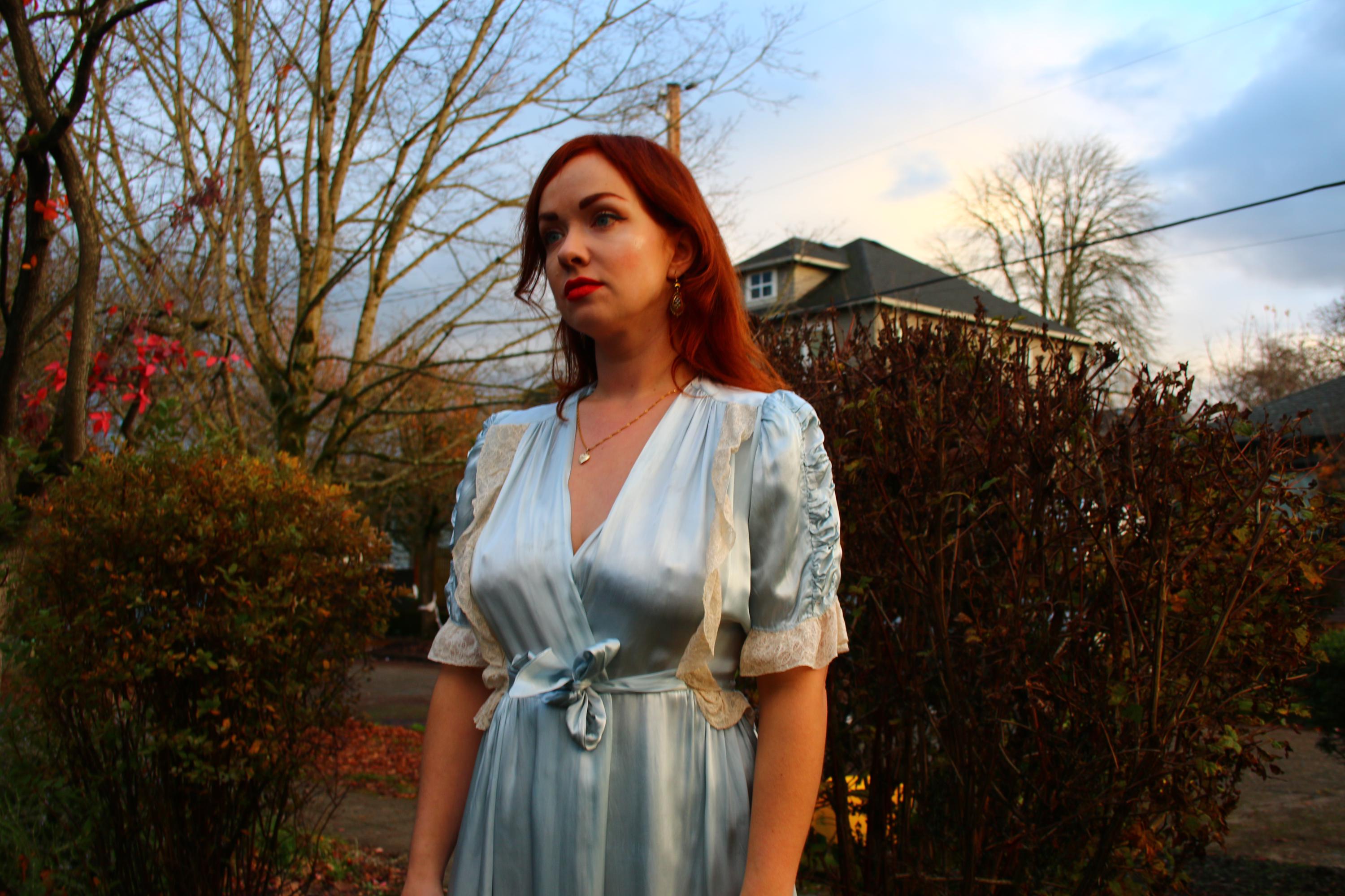 Beautiful Light Blue Rayon and Lace Peignoir Dress - Etsy