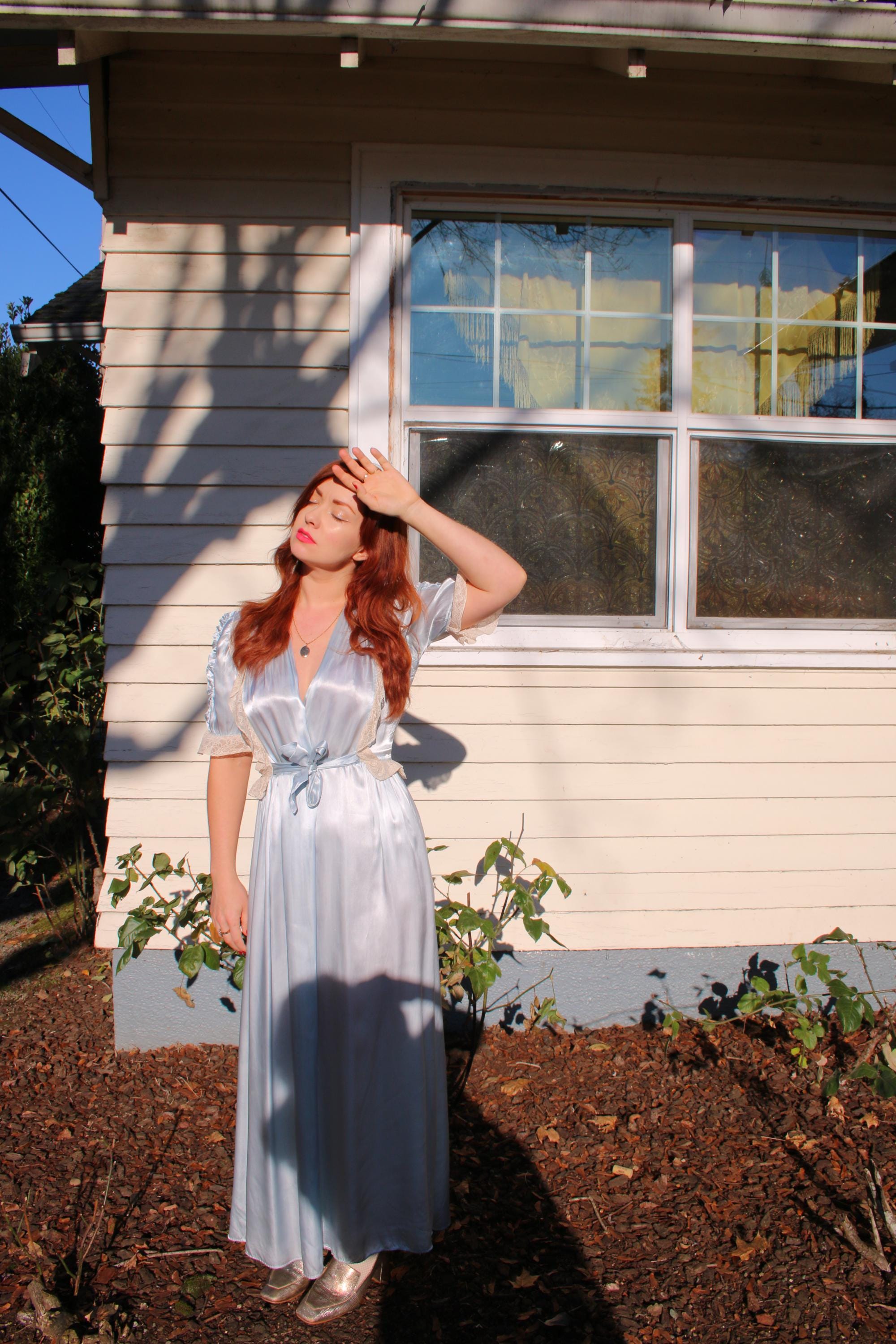 Beautiful Light Blue Rayon and Lace Peignoir Dress - Etsy