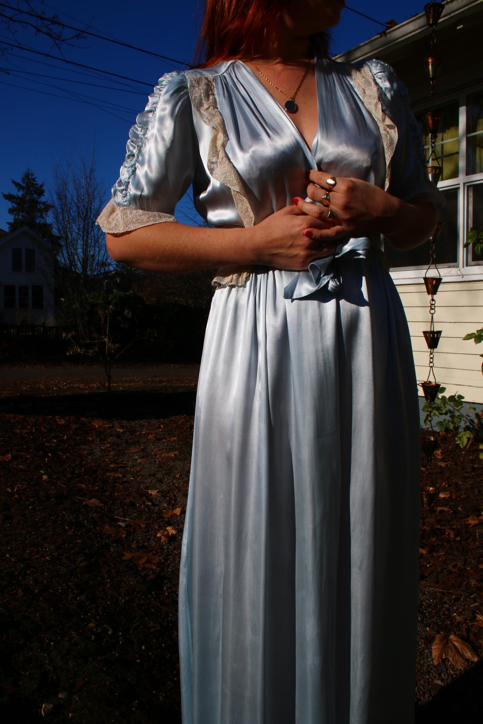 Beautiful Light Blue Rayon and Lace Peignoir Dress - Etsy