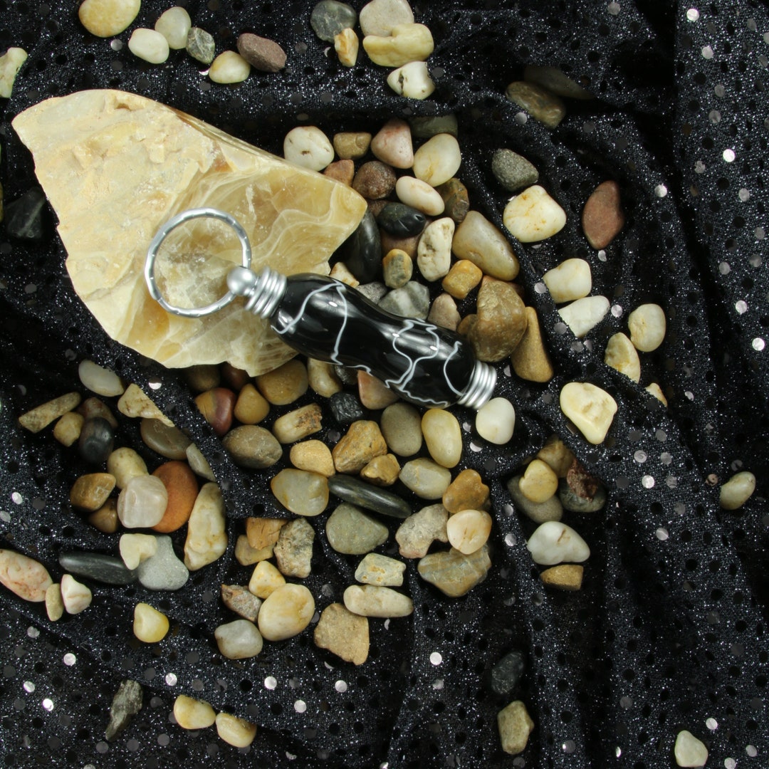 Secret Compartment Keychain, Black & White With Satin Hardware - Etsy