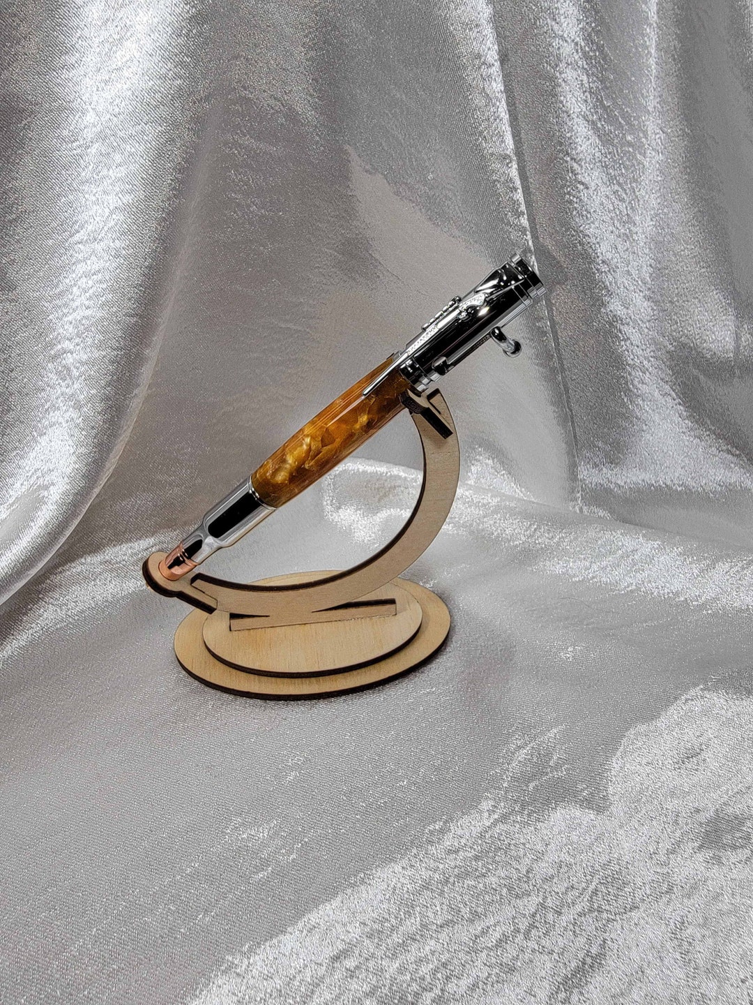 30 Caliber Bolt Action Ballpoint Pen, Orange Crush Acrylic With Chrome ...