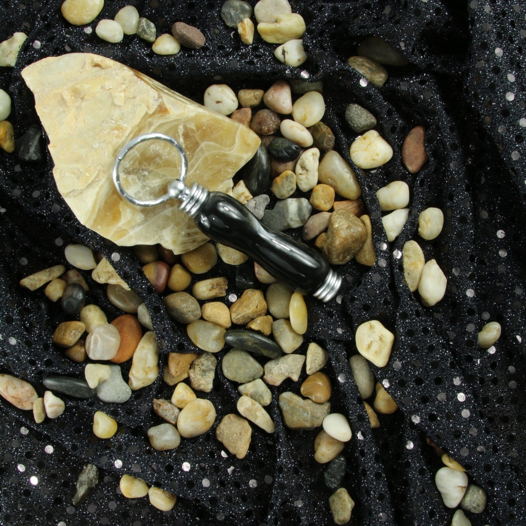 Secret Compartment Keychain, Black Acrylic With Satin Hardware - Etsy