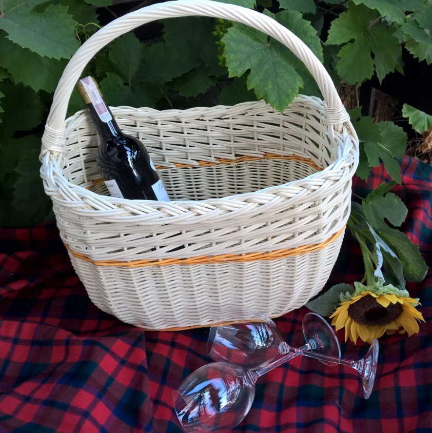 Wicker Bag Tote Bag Wicker Basket White Wicker Basket With | Etsy