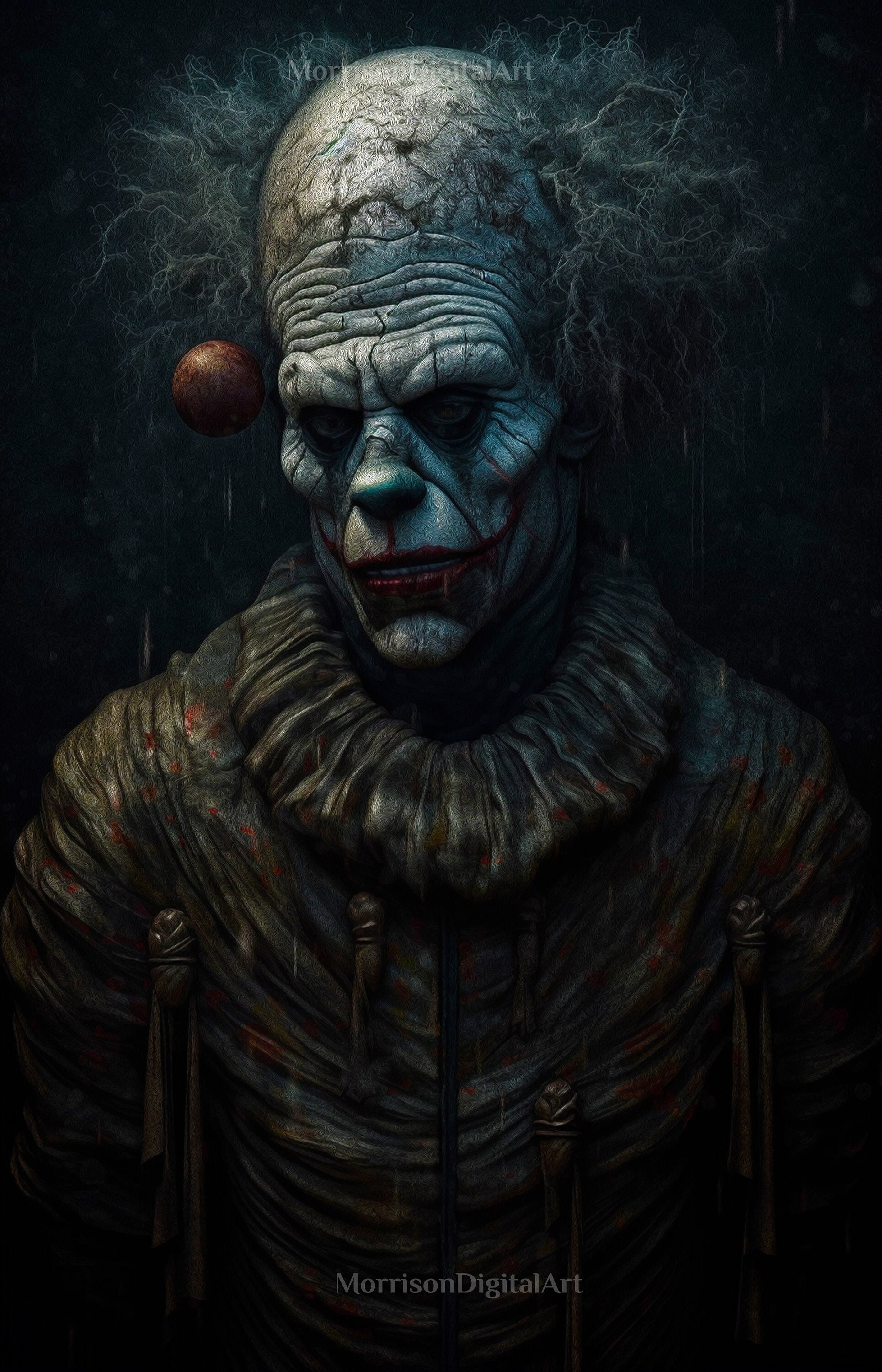 Creepy Carnival Clown Portrait Wall Art Portrait Art - Etsy