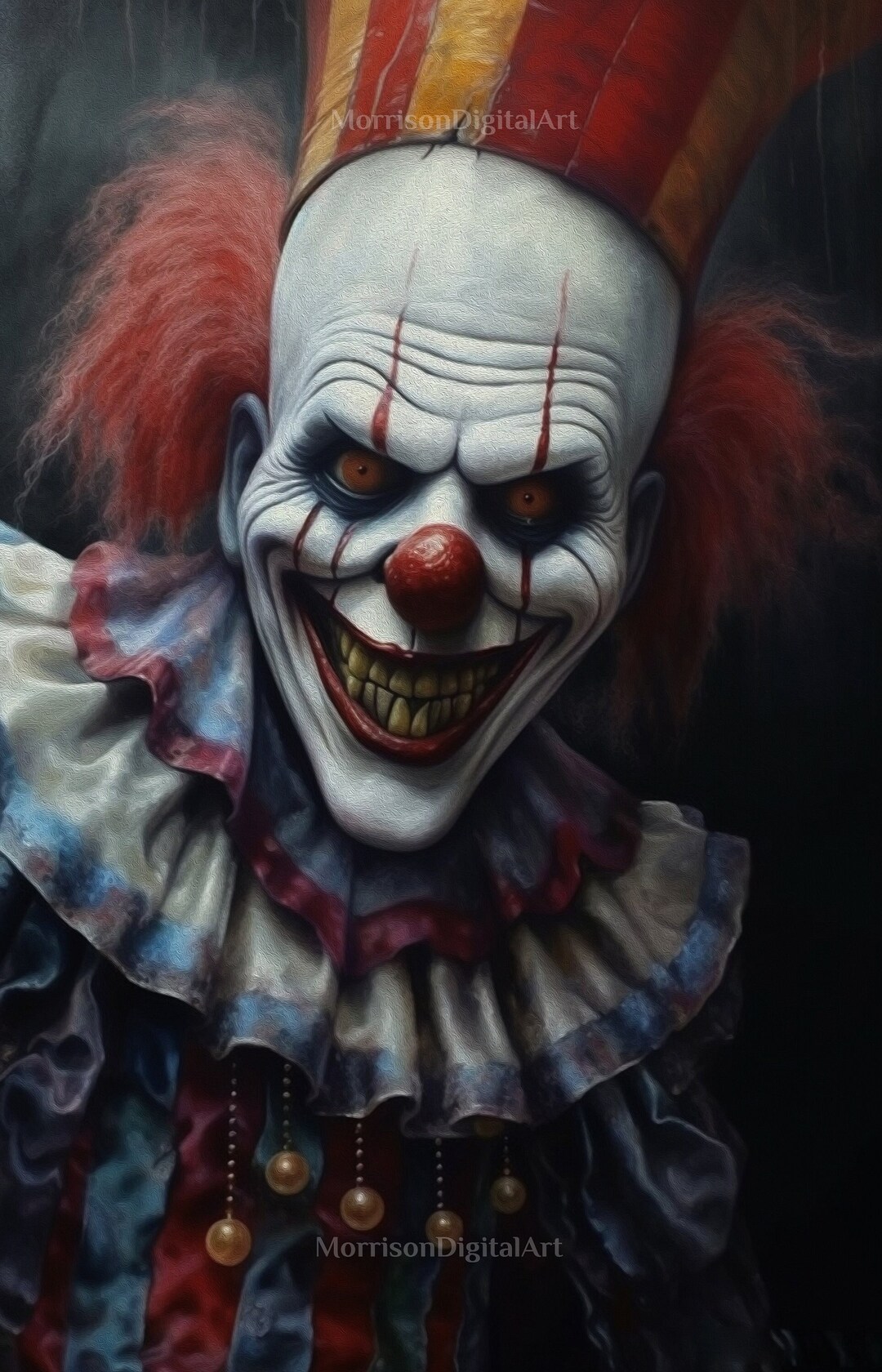 Creepy Carnival Clown, Portrait Wall Art, Portrait Art, Portrait Wall ...