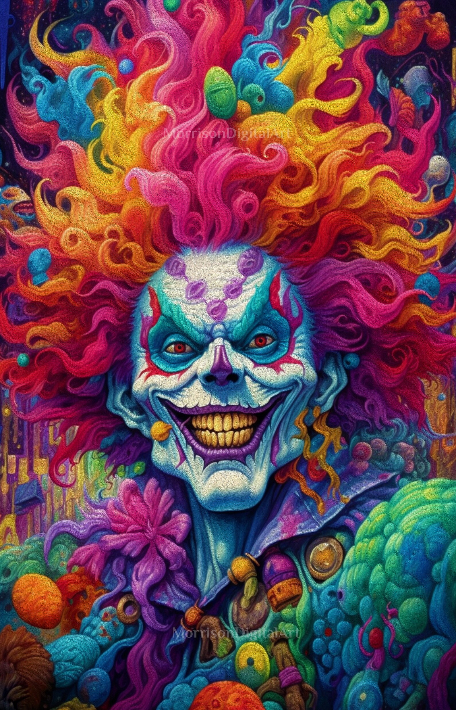 Surreal Psychedelic Clown Psychedelic Art Wall Art - Etsy