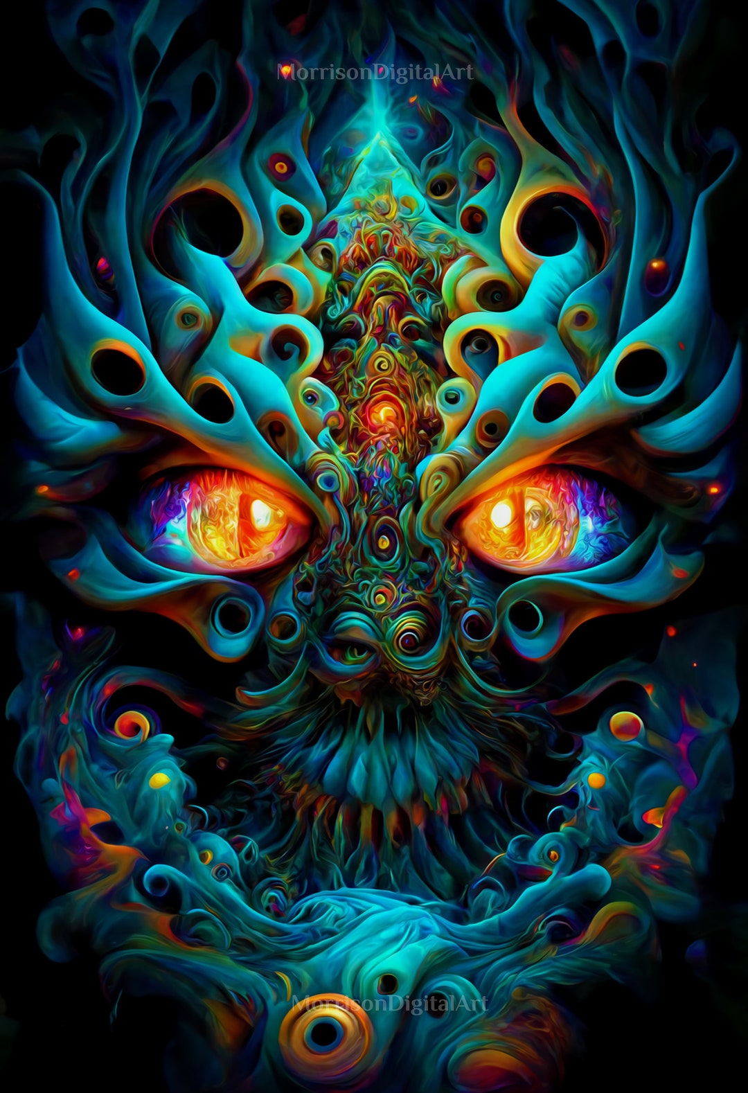 Surreal Psychedelic Entity Art, Psychedelic Art, Wall Art, Surrealism ...