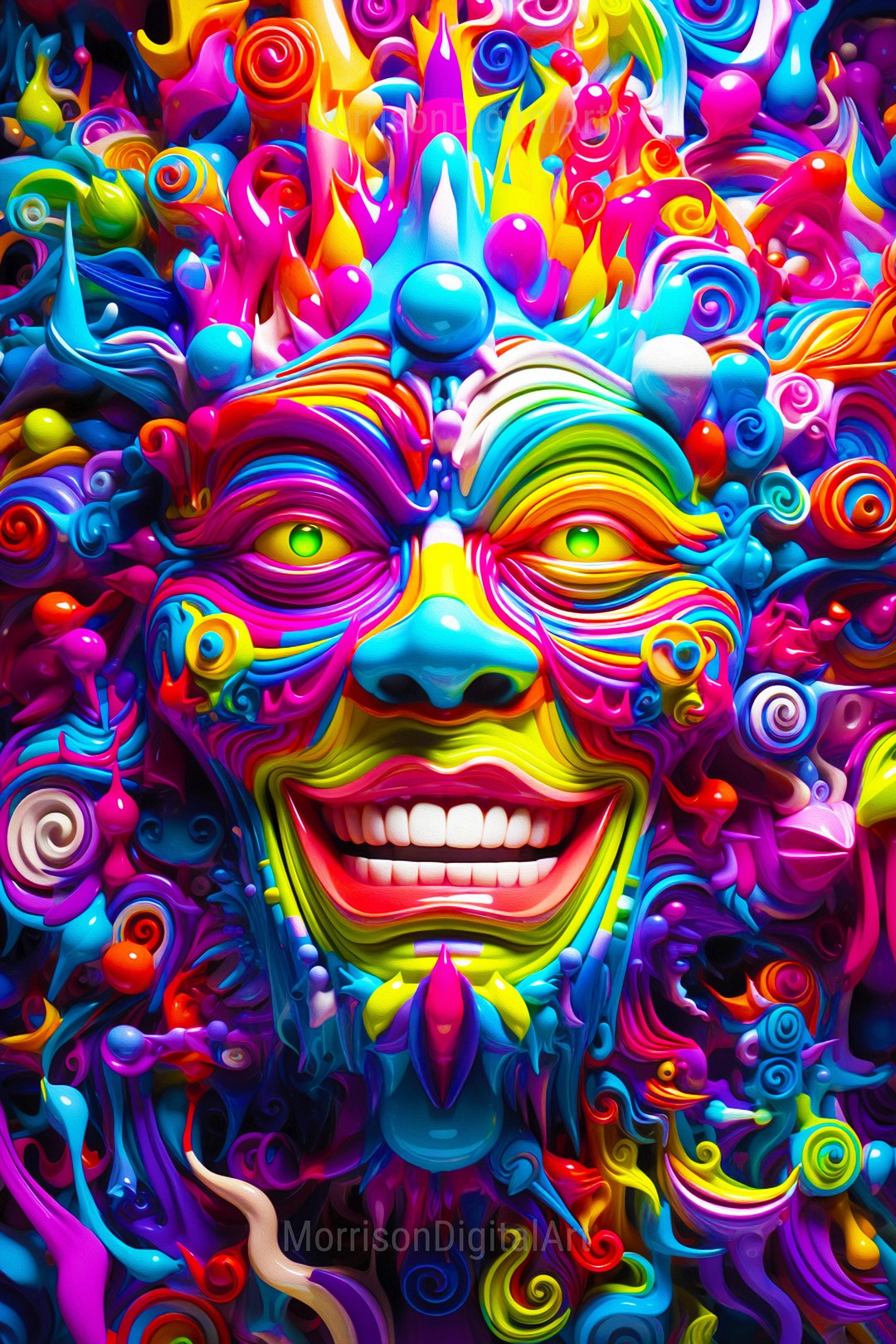 Psychedelic Colorful Entity Art, Psychedelic Art, Wall Art, Surrealism ...