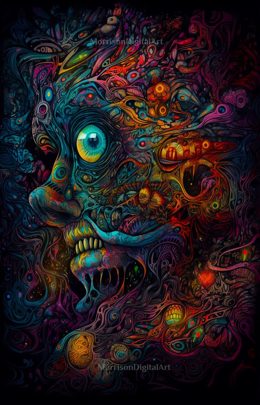 Surreal Psychedelic Entity Art, Psychedelic Art, Wall Art, Surrealism ...