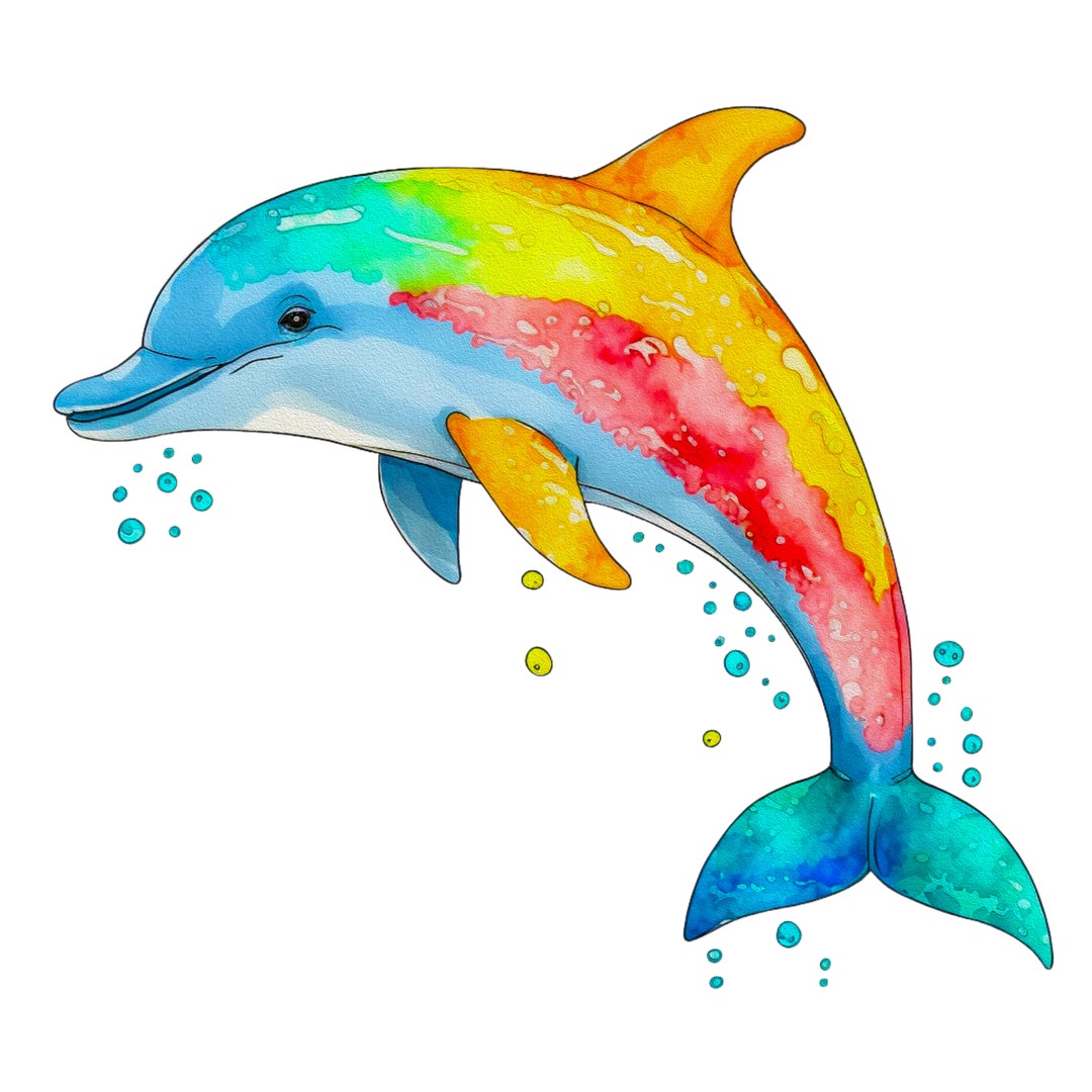 Colorful Dolphin PNG Dolphin Sublimation Design Trendy Dolphin PNG Dolphin Illustration PNG ...