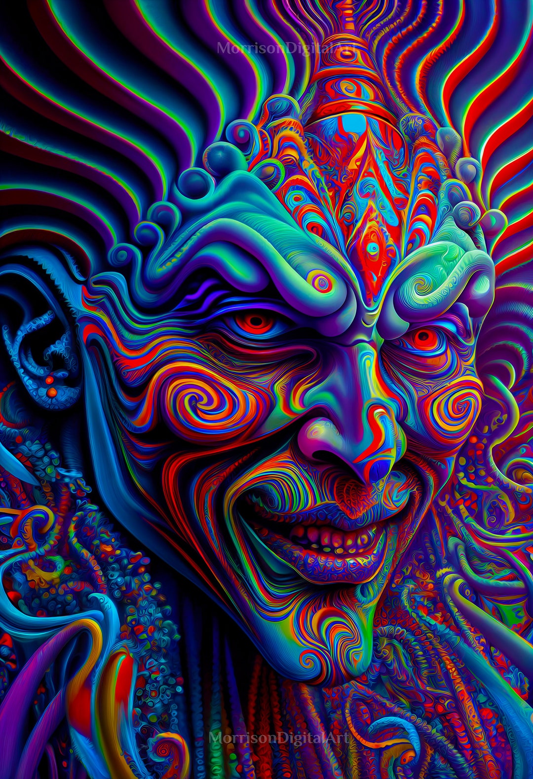 Surreal Psychedelic Entity Art, Psychedelic Art, Wall Art, Surrealism ...