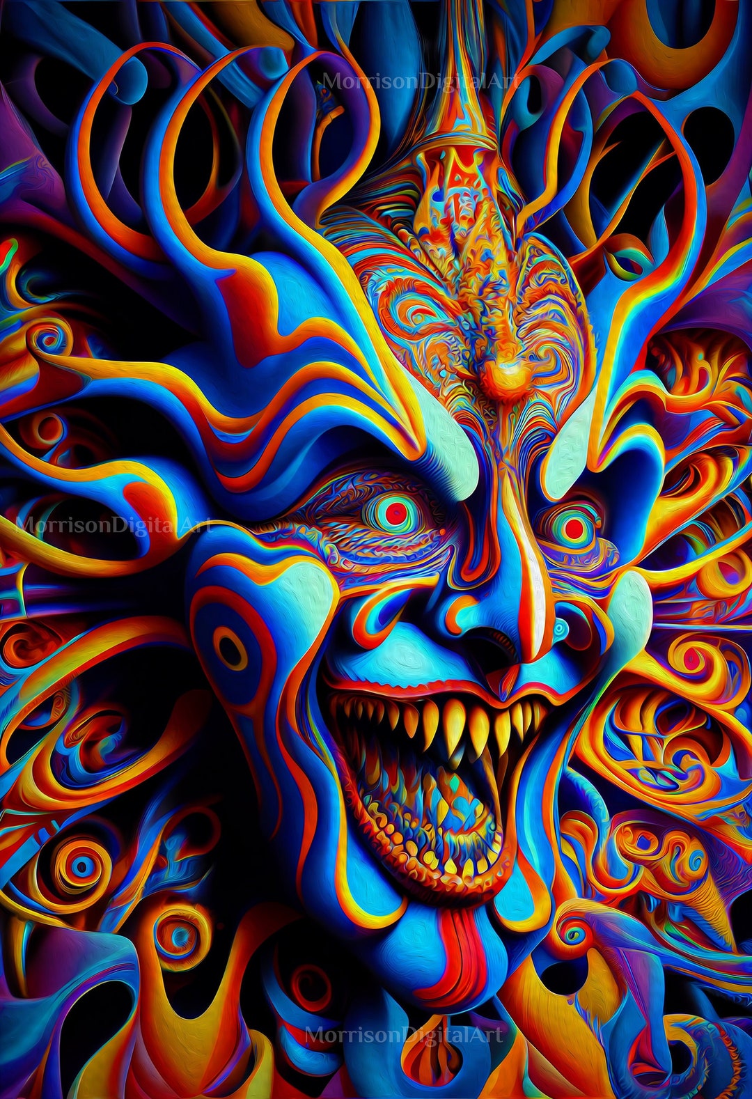Surreal Psychedelic Entity Art, Psychedelic Art, Wall Art, Surrealism ...