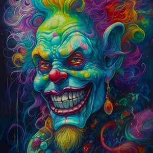 Surreal Psychedelic Clown, Psychedelic Art, Wall Art, Surrealism Wall ...