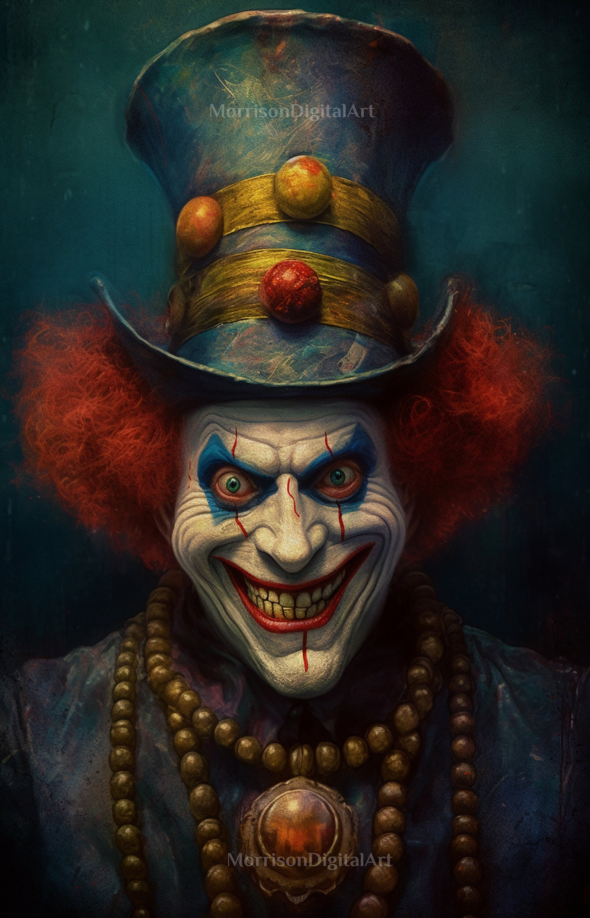 Creepy Carnival Clown Portrait Wall Art Portrait Art - Etsy