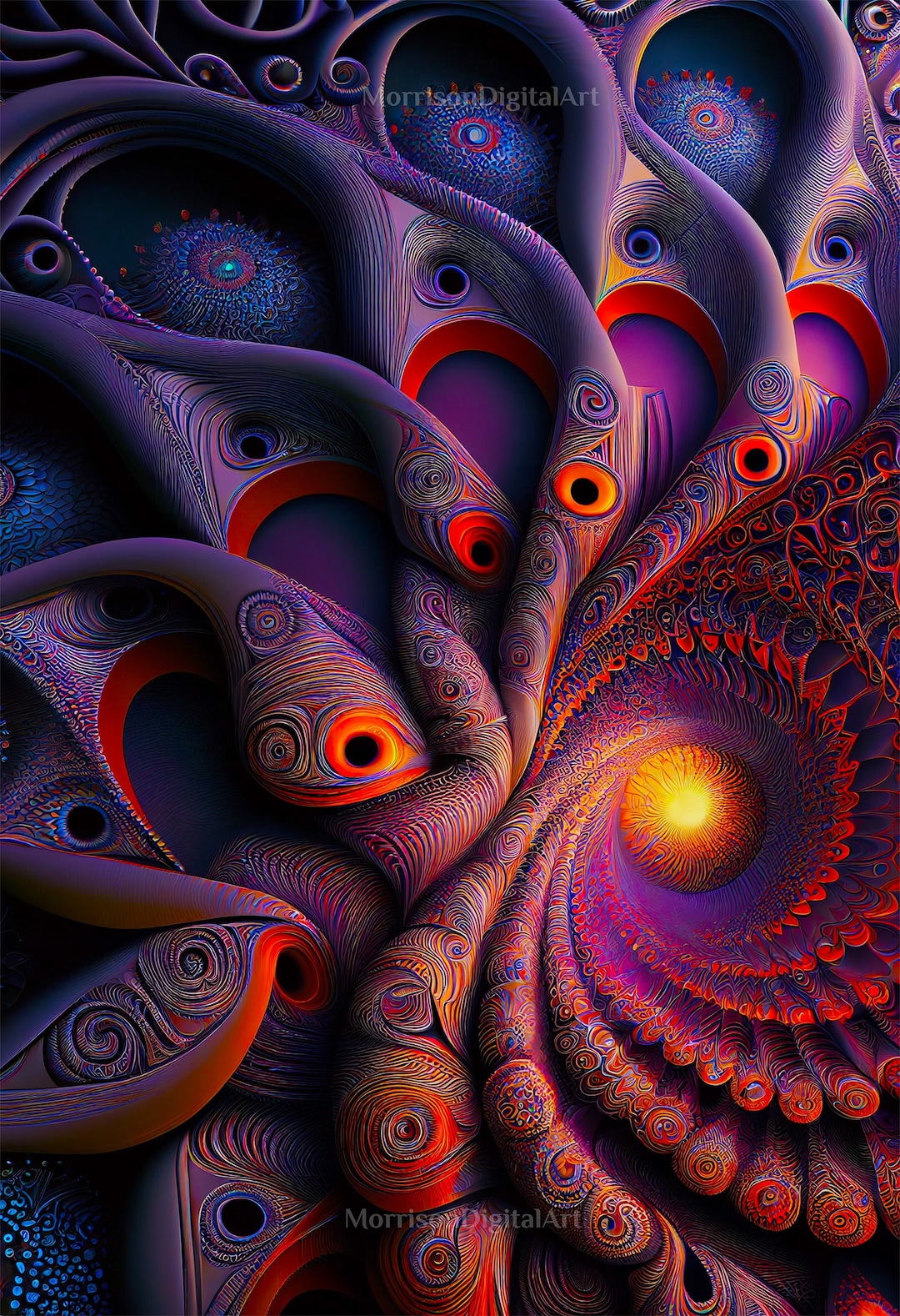 Surreal Psychedelic Fractal Art, Psychedelic Art, Wall Art, Surrealism ...
