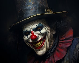 Gothic Carnival Clown Digital Art Print, AI Generated, Wall Art, AI Art ...