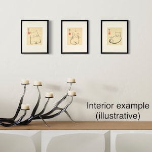 Original Japanese Ink Painting of a Cat “i'm Alright” on Natural ...