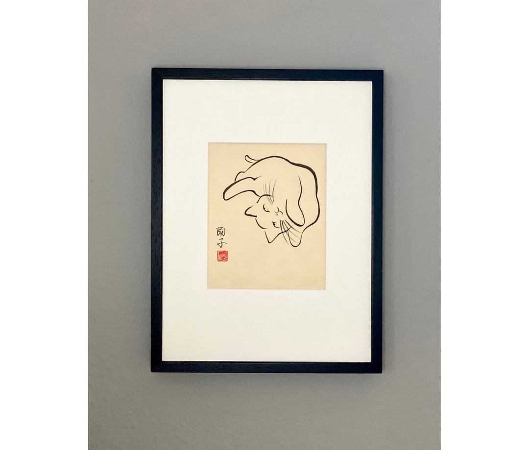 Original Japanese Ink Painting “rolly Polly” on Natural Awagami Paper ...