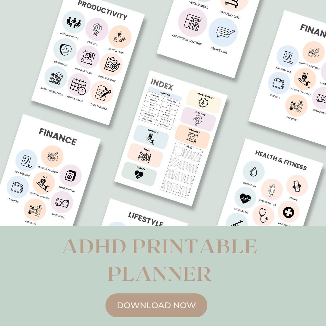 Printable Daily Planner for Adult ADHD Task Tracker Organizer for Adult ...