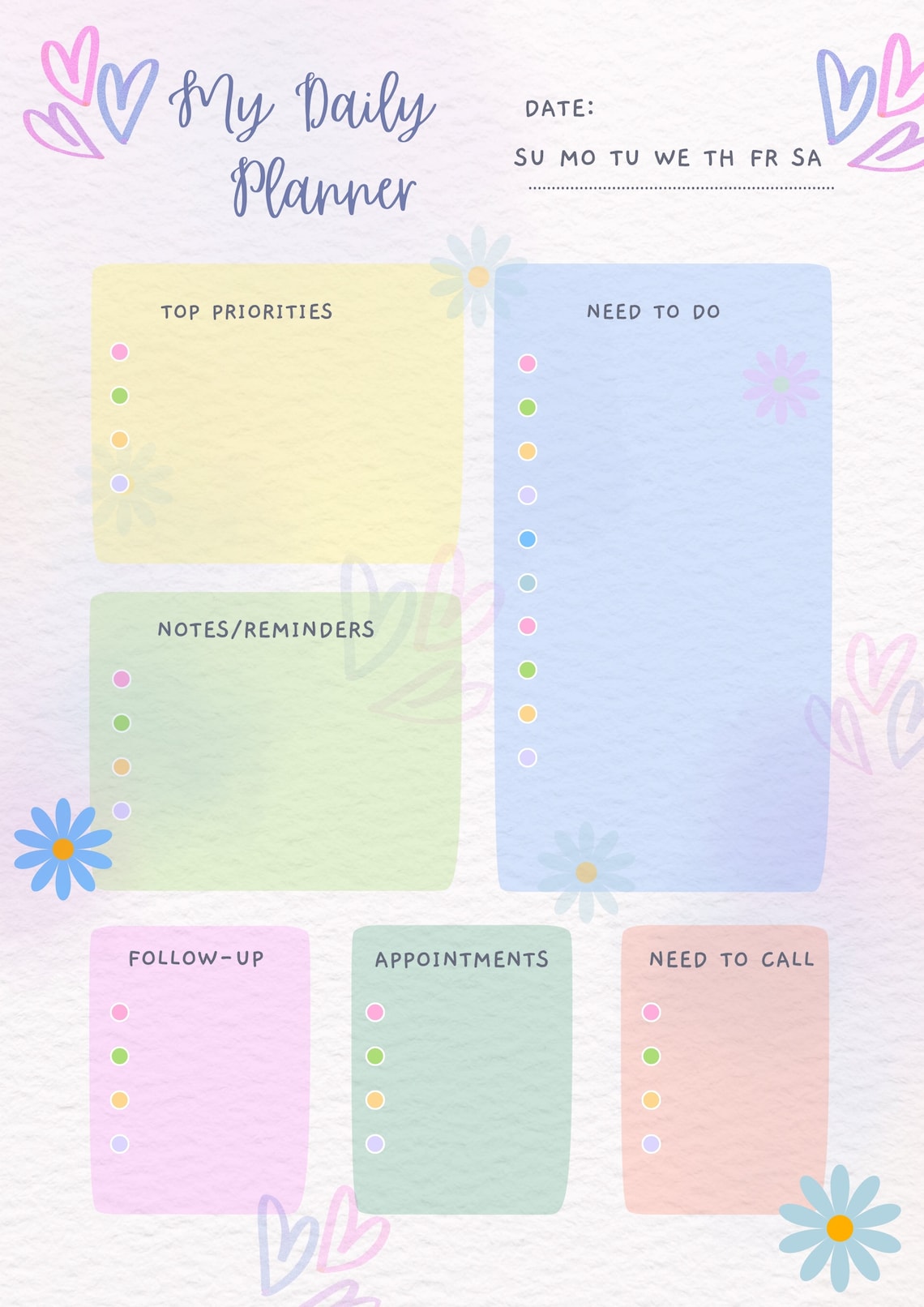 Personal Fillable Printable Daily Planner Checklist Weekly - Etsy