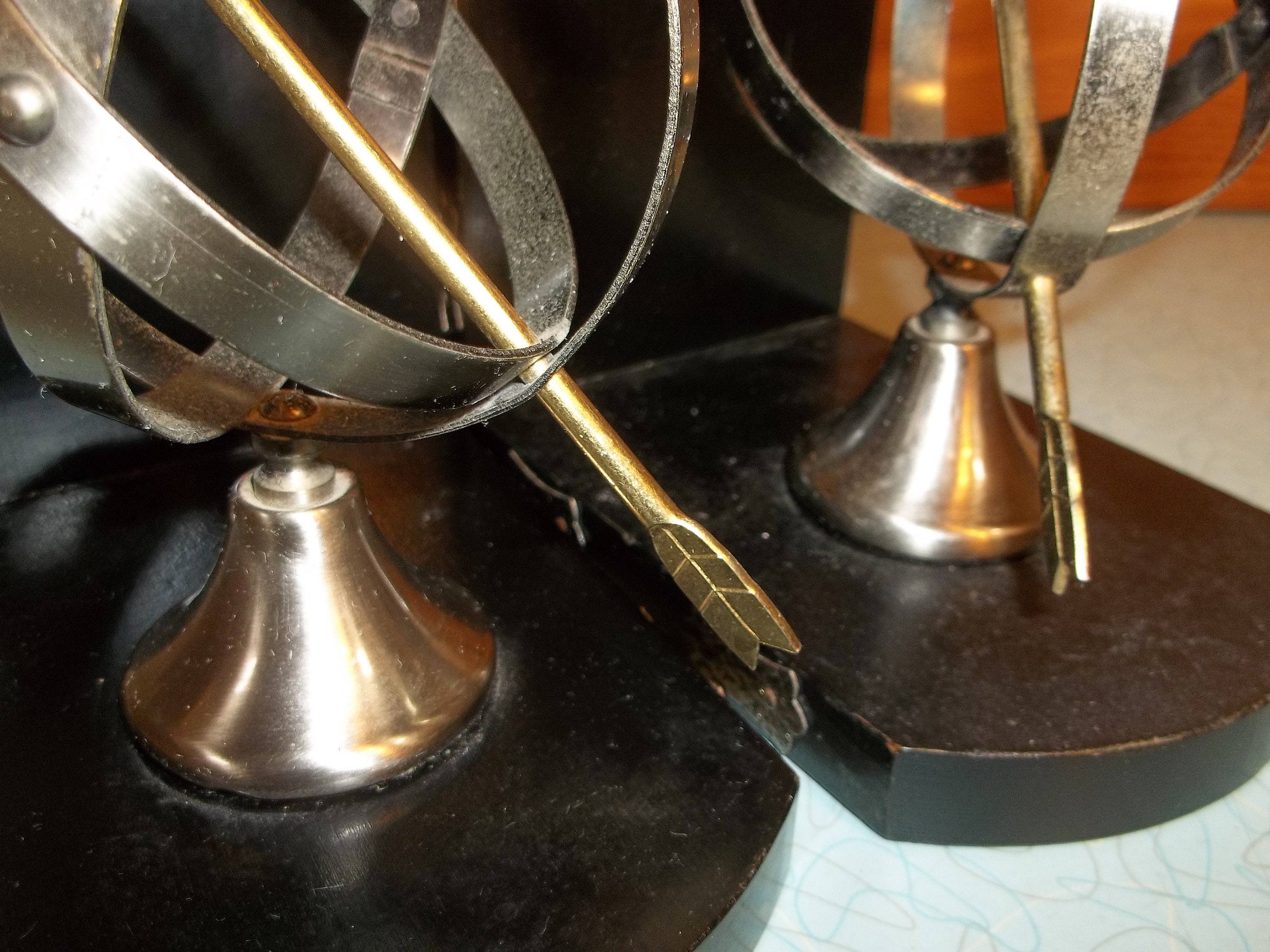 Vintage Armillary Sphere Bookends Atlas Globe Arrow Art Deco Wood and ...