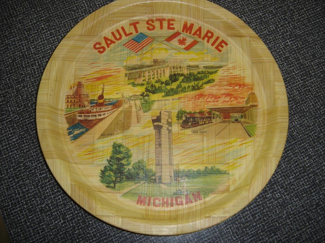 Vintage Sault Ste Marie Hand Woven Bamboo Souvenir Tray - Etsy