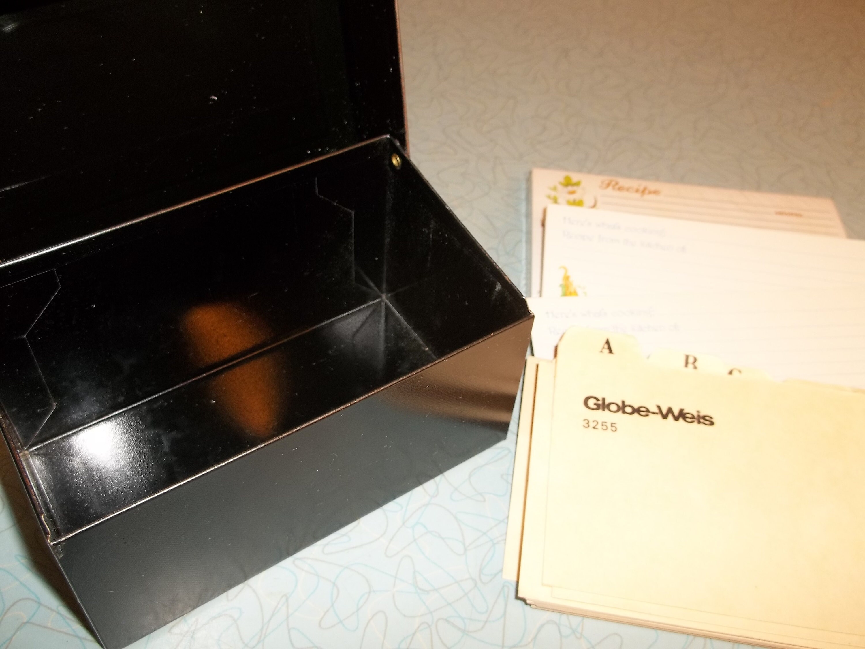 Vintage Metal Black 3 X 5 Recipe Box With Cards and Dividers - Etsy