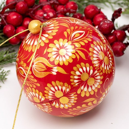 Wooden Christmas Ball Box for Gift. Hand Painted in | Etsy