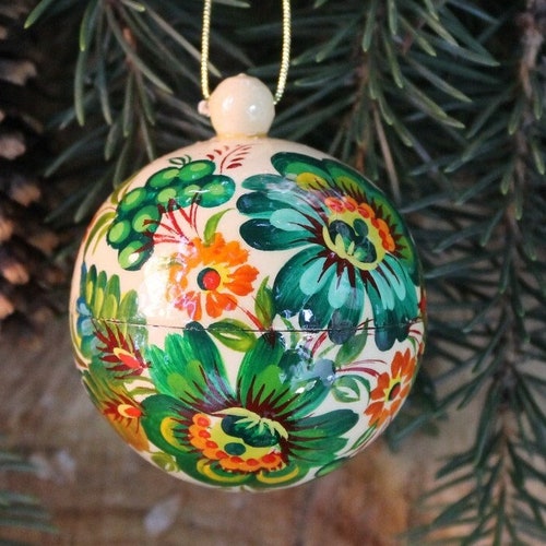 Wooden Christmas Ball Box for Gift. Hand Painted in - Etsy