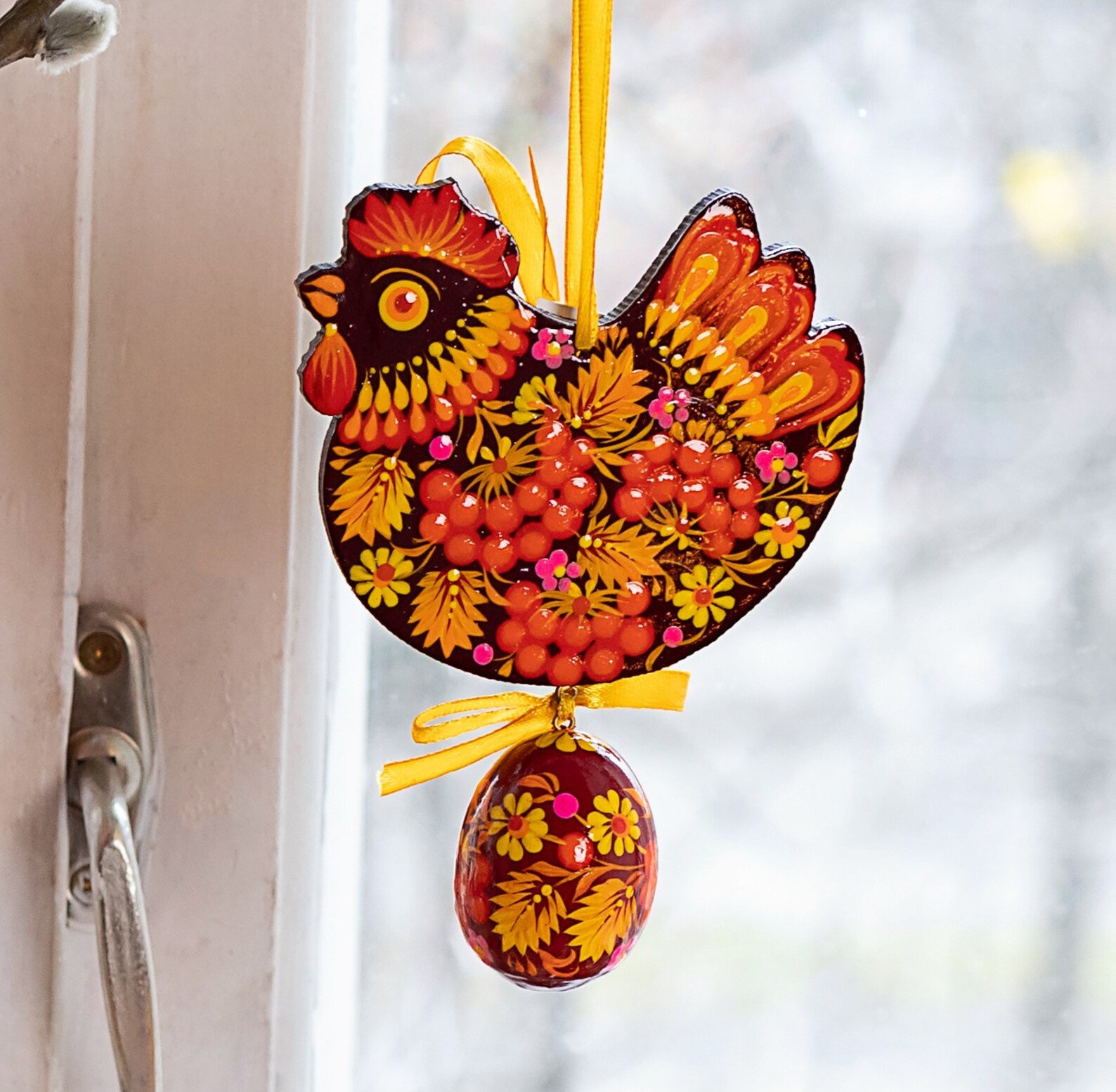 Chicken Easter Decoration With Small Easter Egg Fine Hand - Etsy