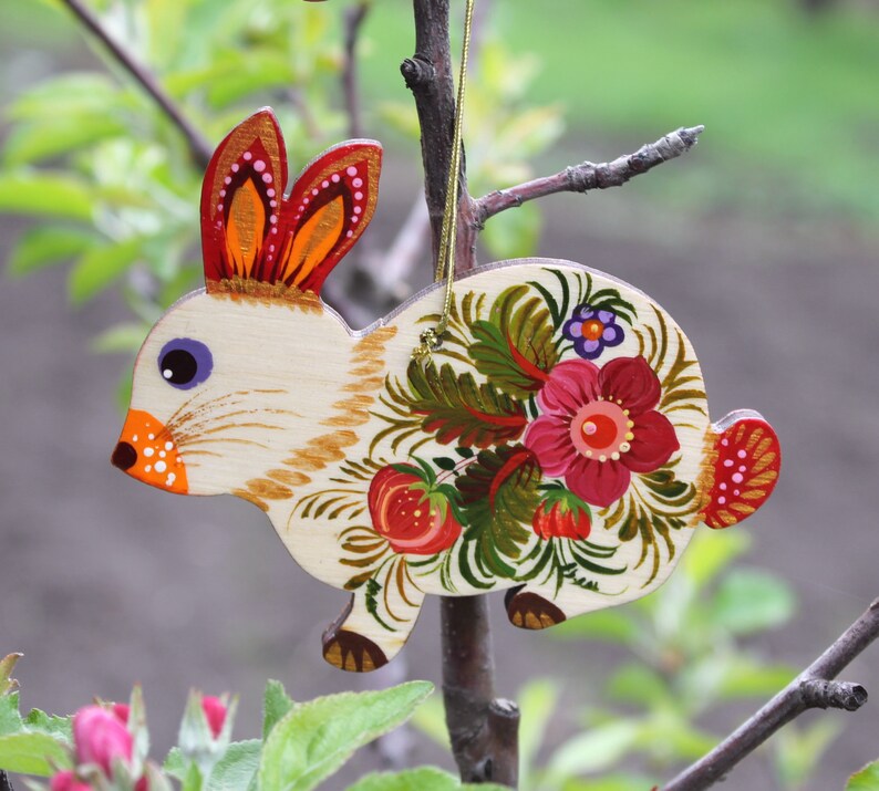 Wooden Easter Bunny -original Wooden Easter Rabbit- Ornaments Easter ...