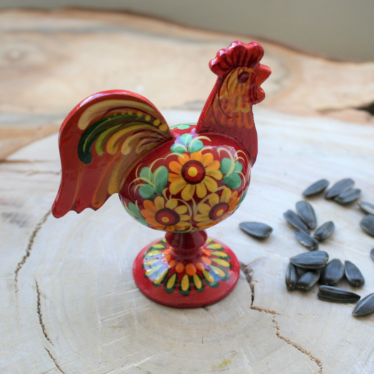 Rooster wooden ornaments original chicken Easter decorations | Etsy