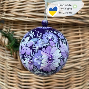 Hand Painted Wooden Christmas Ball Openable for Gifts in Ukrainian ...