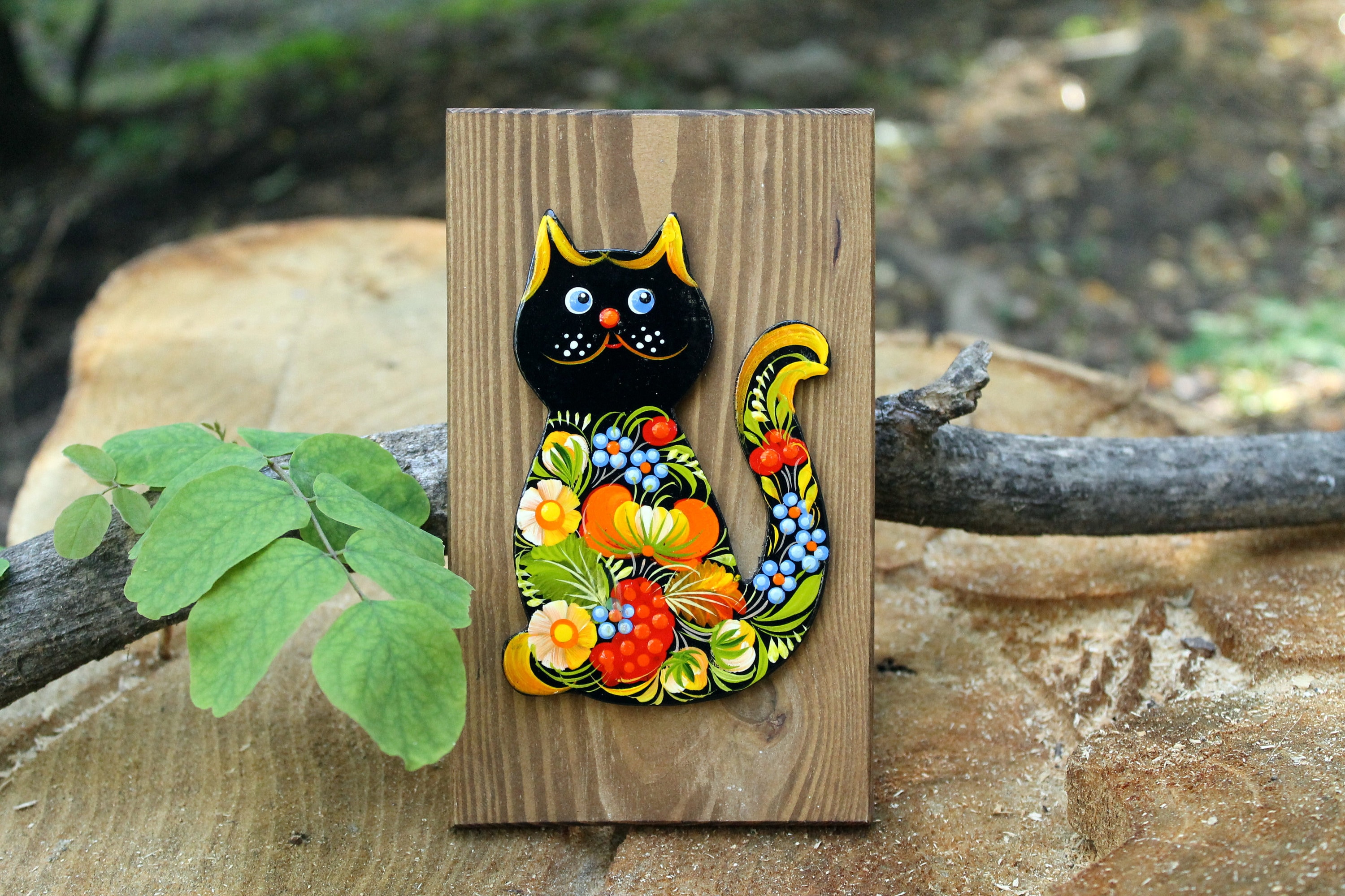 Cat Wooden Wall Decor, Handmade Wooden Decoration, Decorative Cat ...