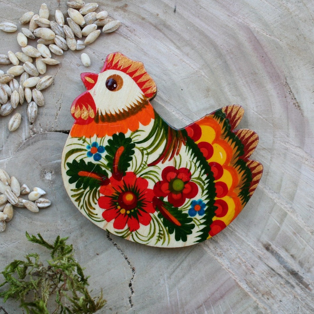 Chicken Fridge Magnet Animal Wooden Magnets Figures Pretty Chicken ...