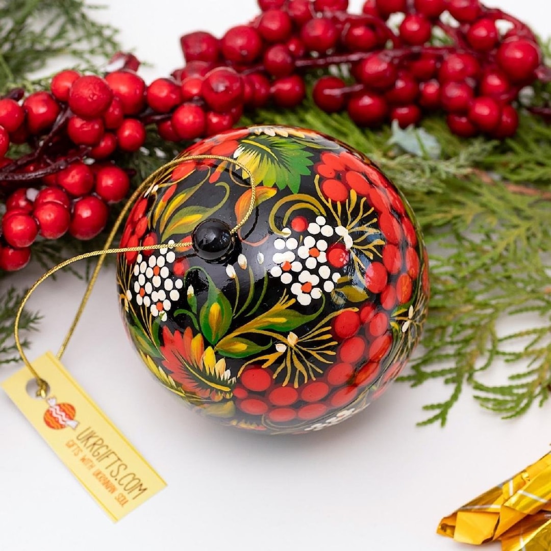 Unique Christmas Ball, Openable Wooden Hand Painted Christmas Ornament ...