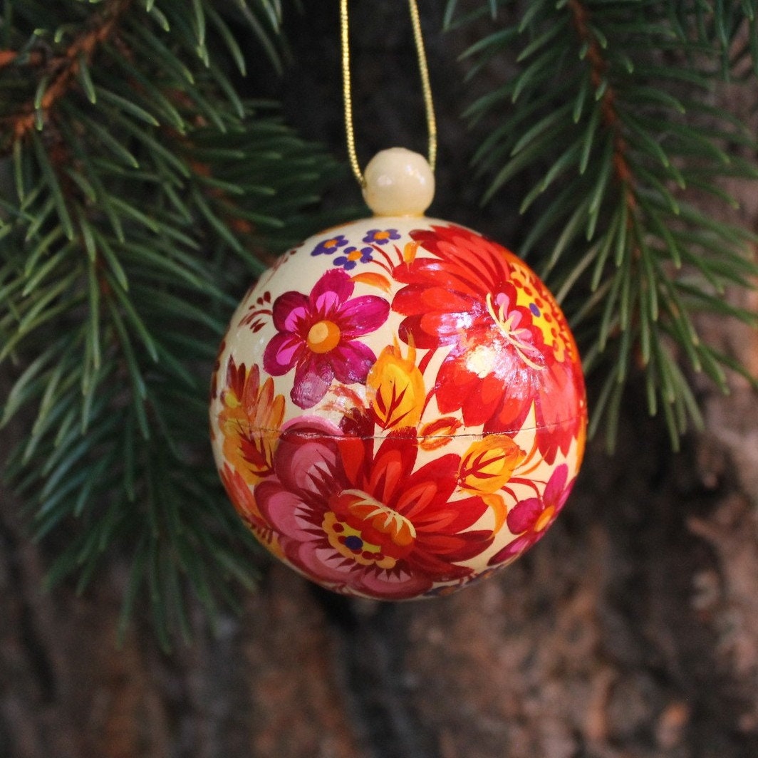 Hand Painted Christmas Balls Made of Wood - Openable Christmas Ball in ...