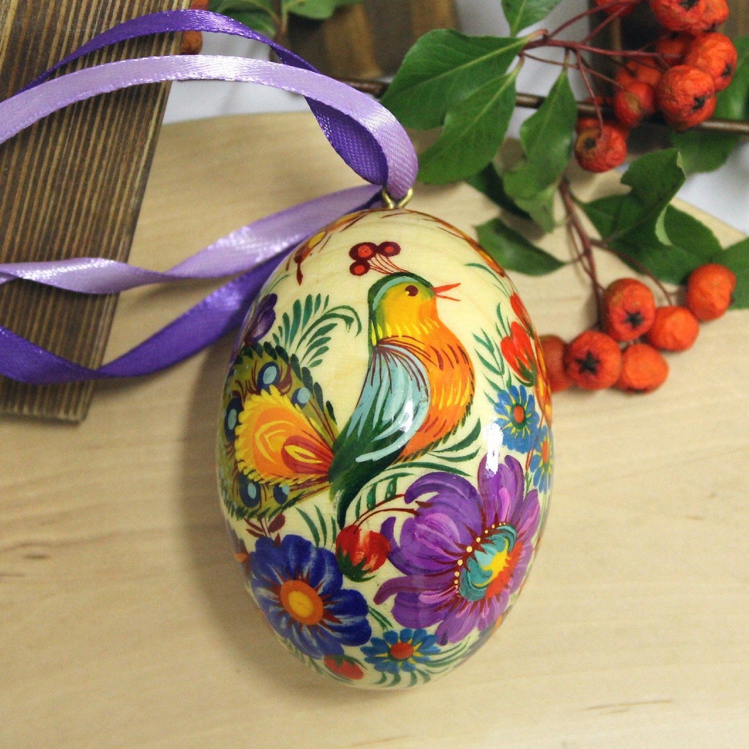 Ukrainian Easter Eggs Made of Wood and Hand Painted in Petrykivka ...