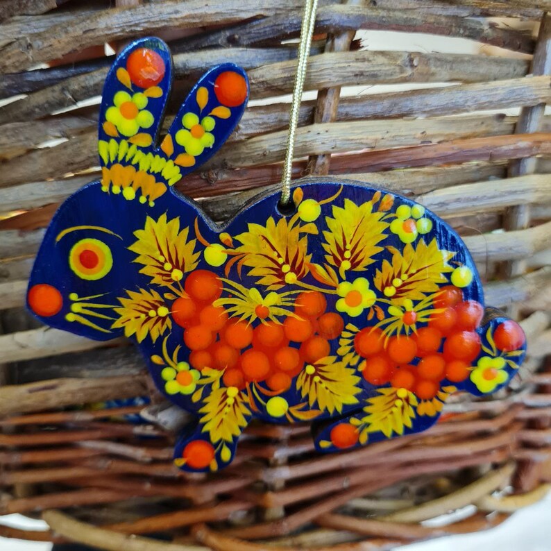 Wooden Easter Bunny original Hand Painted Easter Rabbit | Etsy