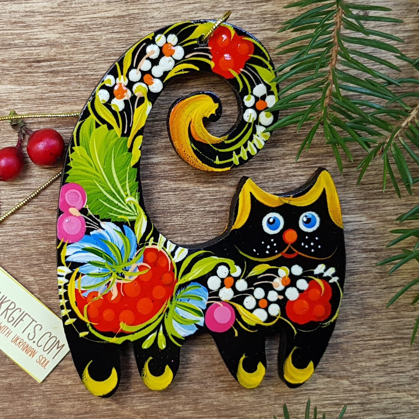 Christmas Ornament Cat Wooden Tree Decorations Handmade and - Etsy