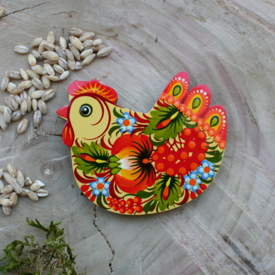 Pretty Chickens Fridge Magnet animal Wooden Magnets Figures Pretty ...