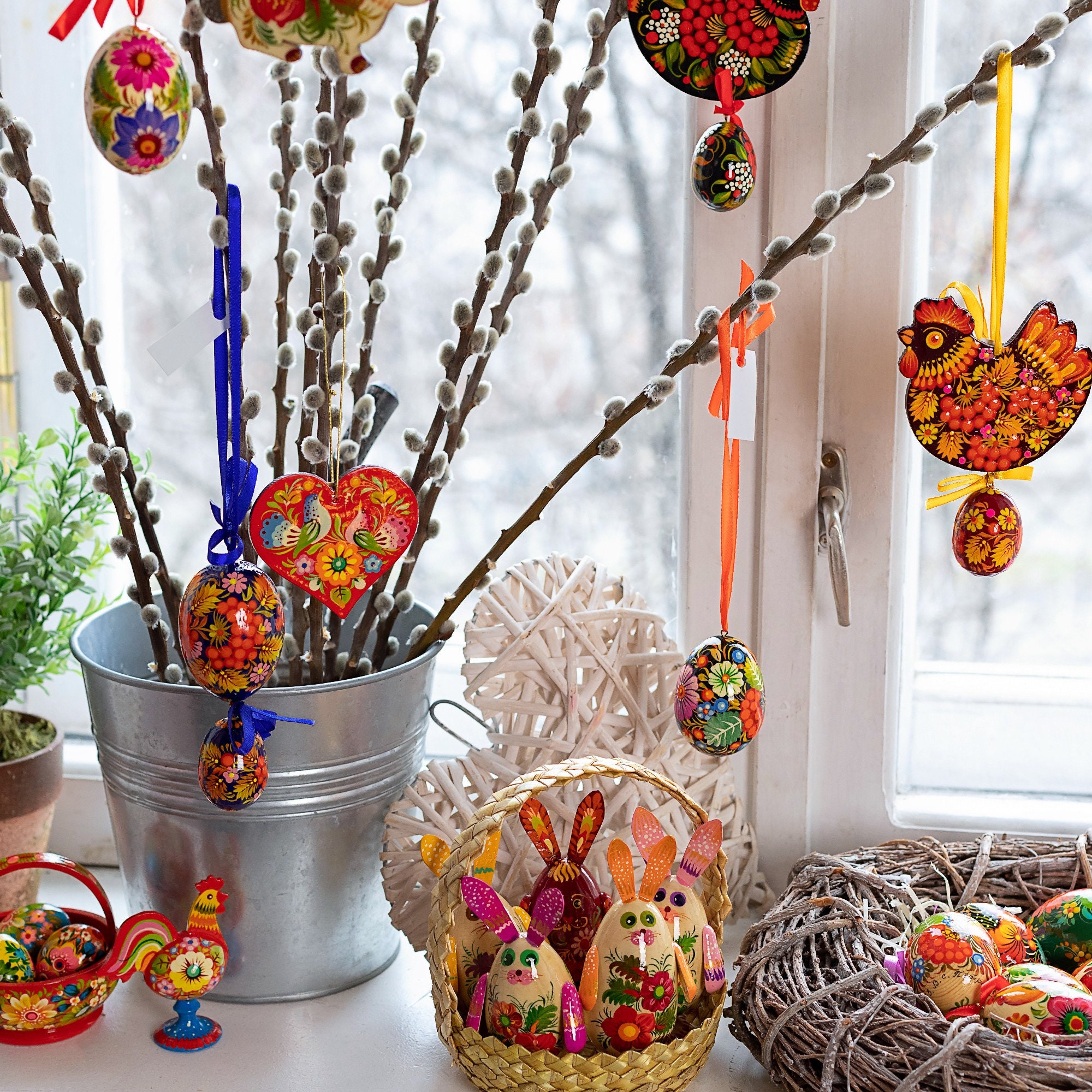 Rabbit Easter Decorations - Ukrainian Hand Painted Bunny Easter ...